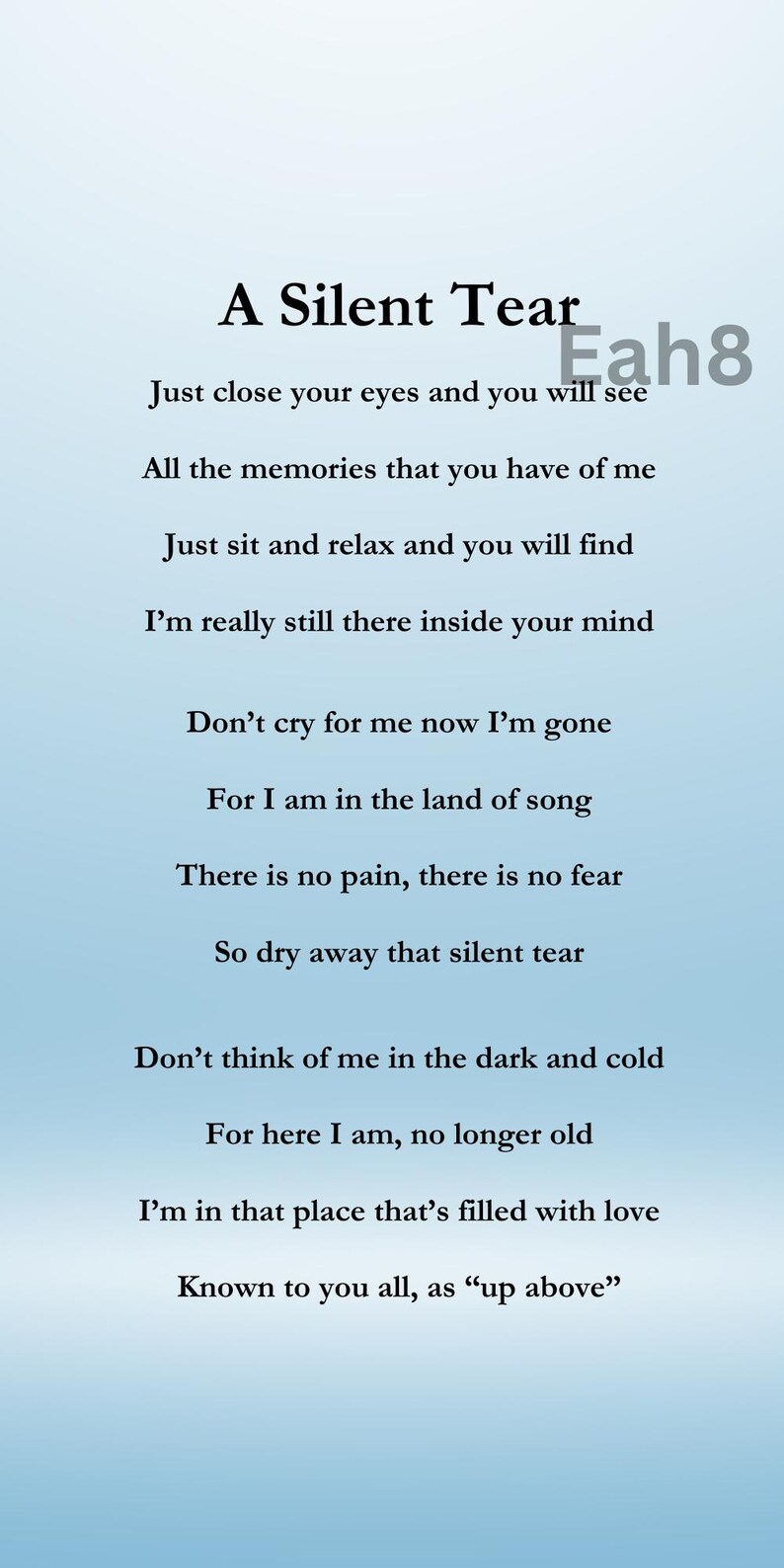 Poem Graphic - "a Silent Tear" - Etsy