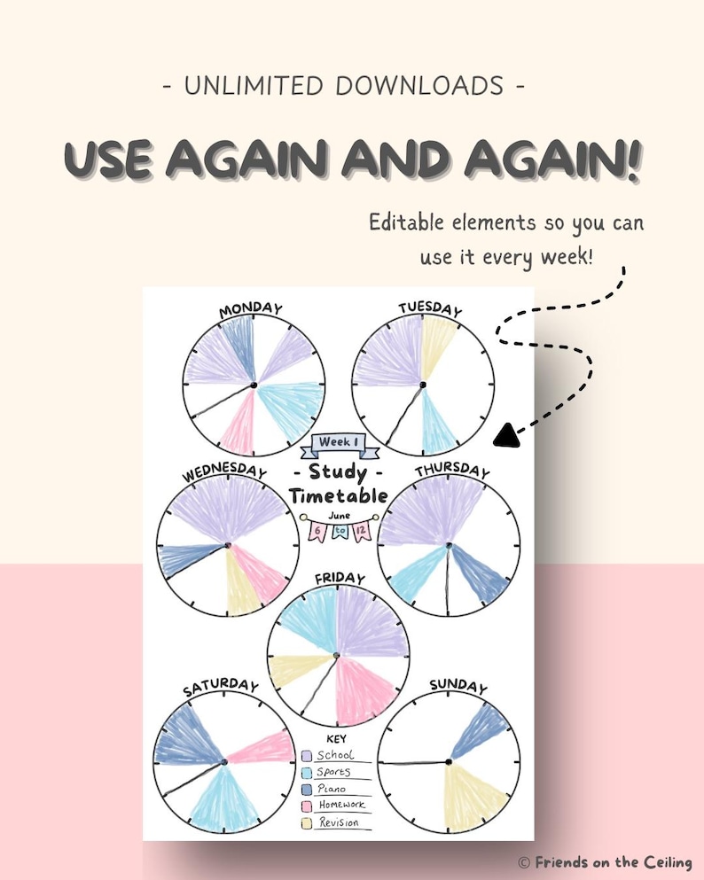 Study Timetable Template | Printable Student Planner | Canva Editable ...