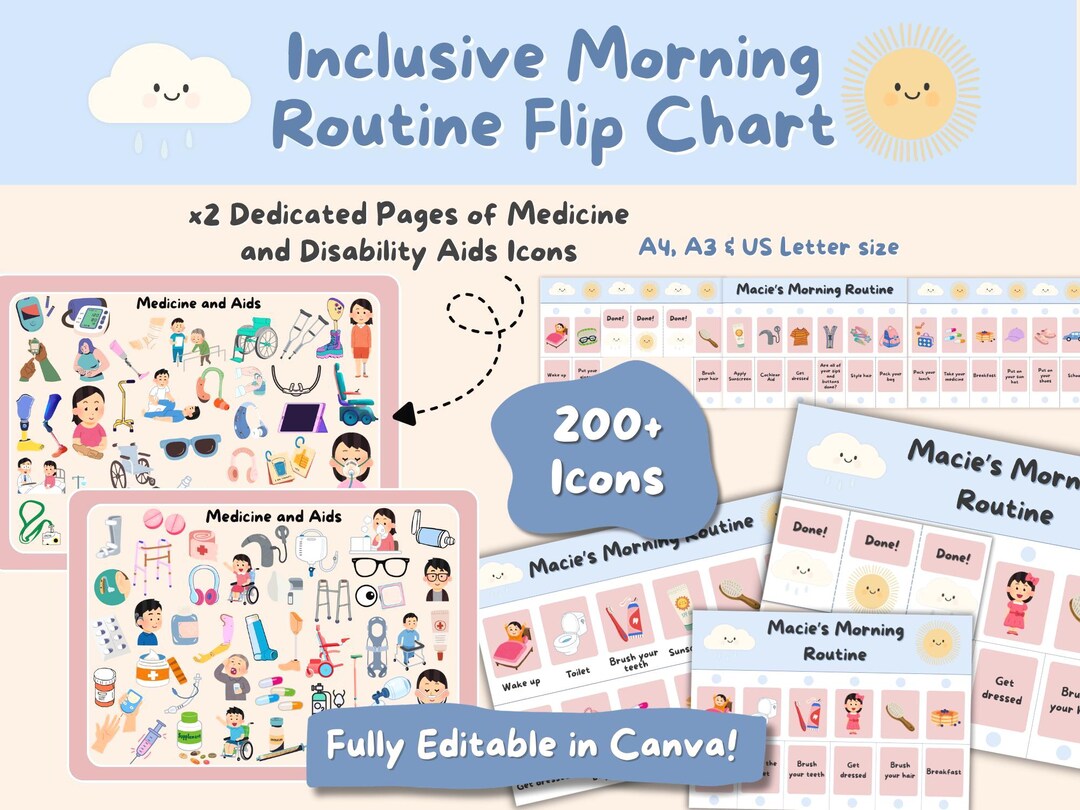 Inclusive Morning Routine Flip Chart / Disability Aids Icons / Visual ...
