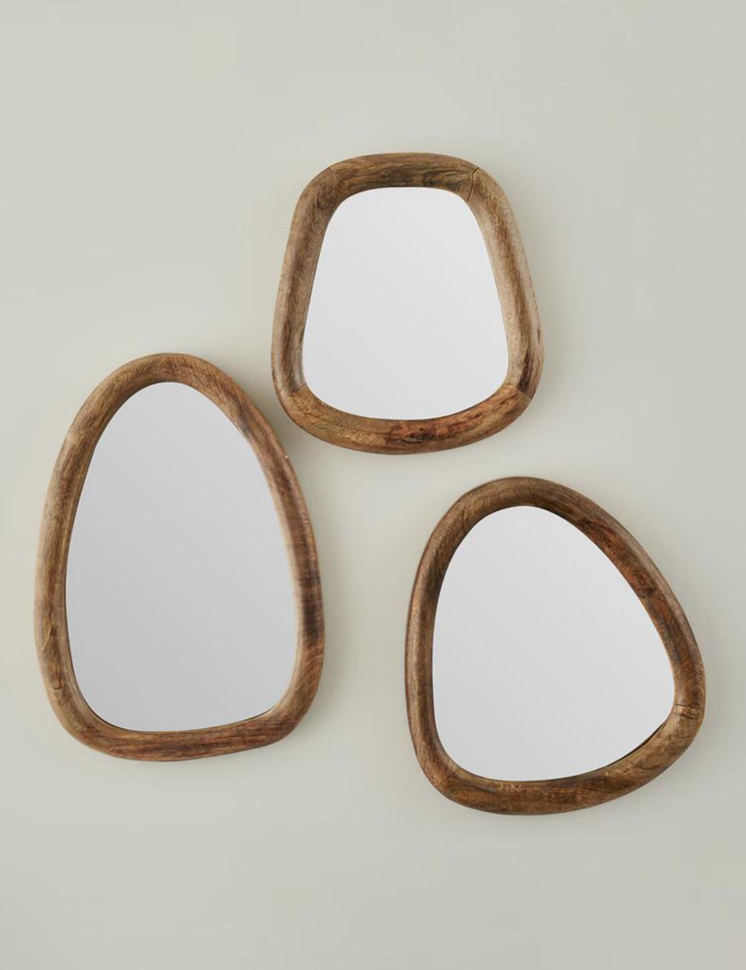 Wood Wall Mirror Set - Organic Shape Rustic Decor - Handmade Solid ...
