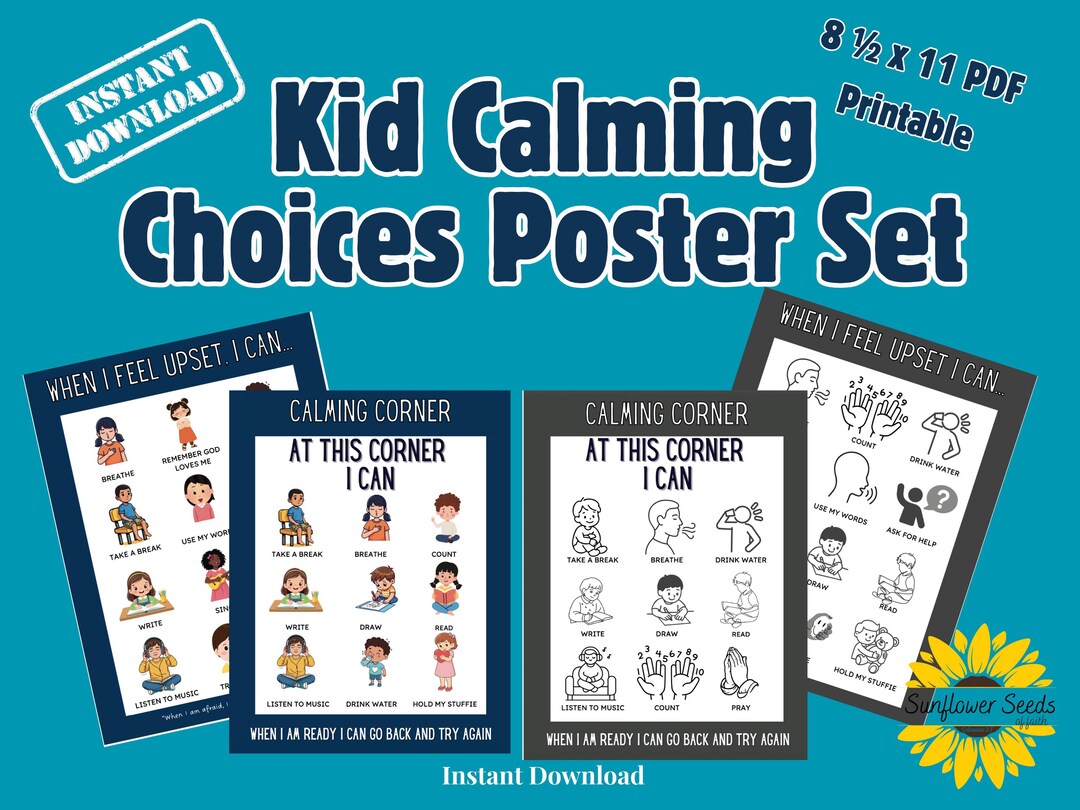 Kid Calming Poster Set | Kid's Coping Skills (printable PDF) - Etsy Canada