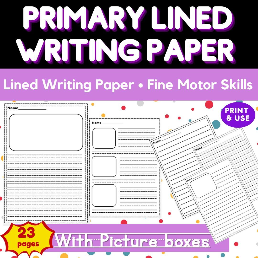 Kindergarten Primary Lined Writing Paper - With Picture Boxes ...