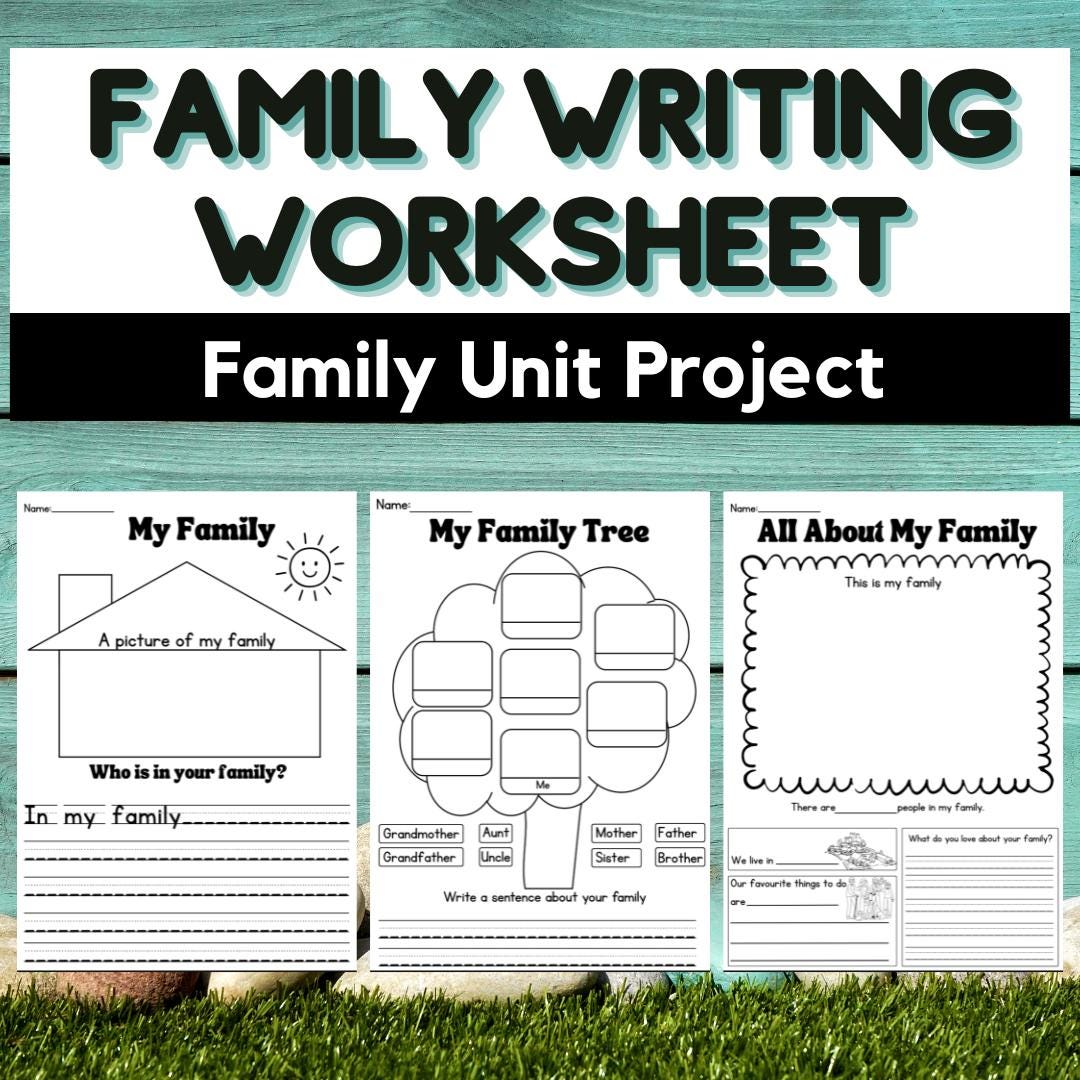 My Family Writing Worksheets | Kindergarten, Grade 1 | Family Tree ...