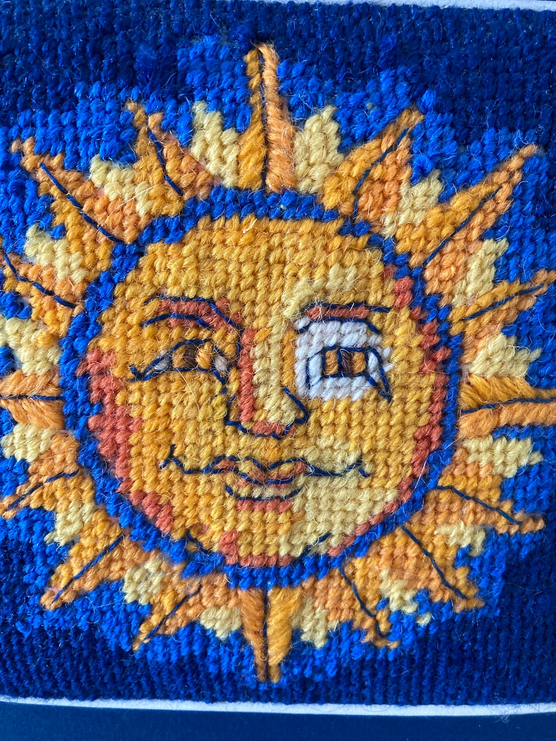 Vintage Celestial Sun Cross Stitch Picture Wood Frame From Hobby Lobby ...