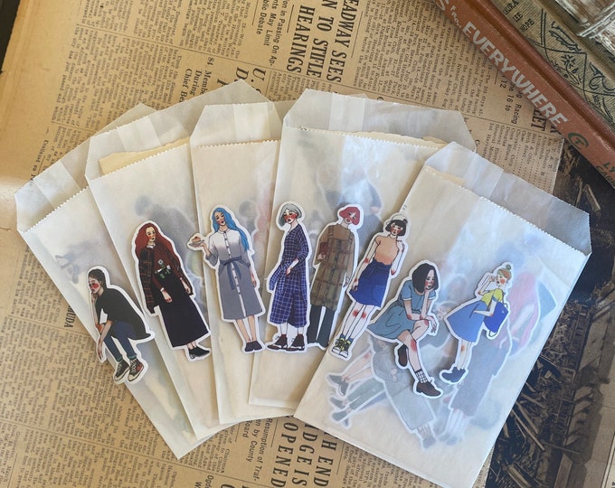 Ran / Paper Girl Stickers / Watercolor Illust / 4color / 40sheets - Etsy