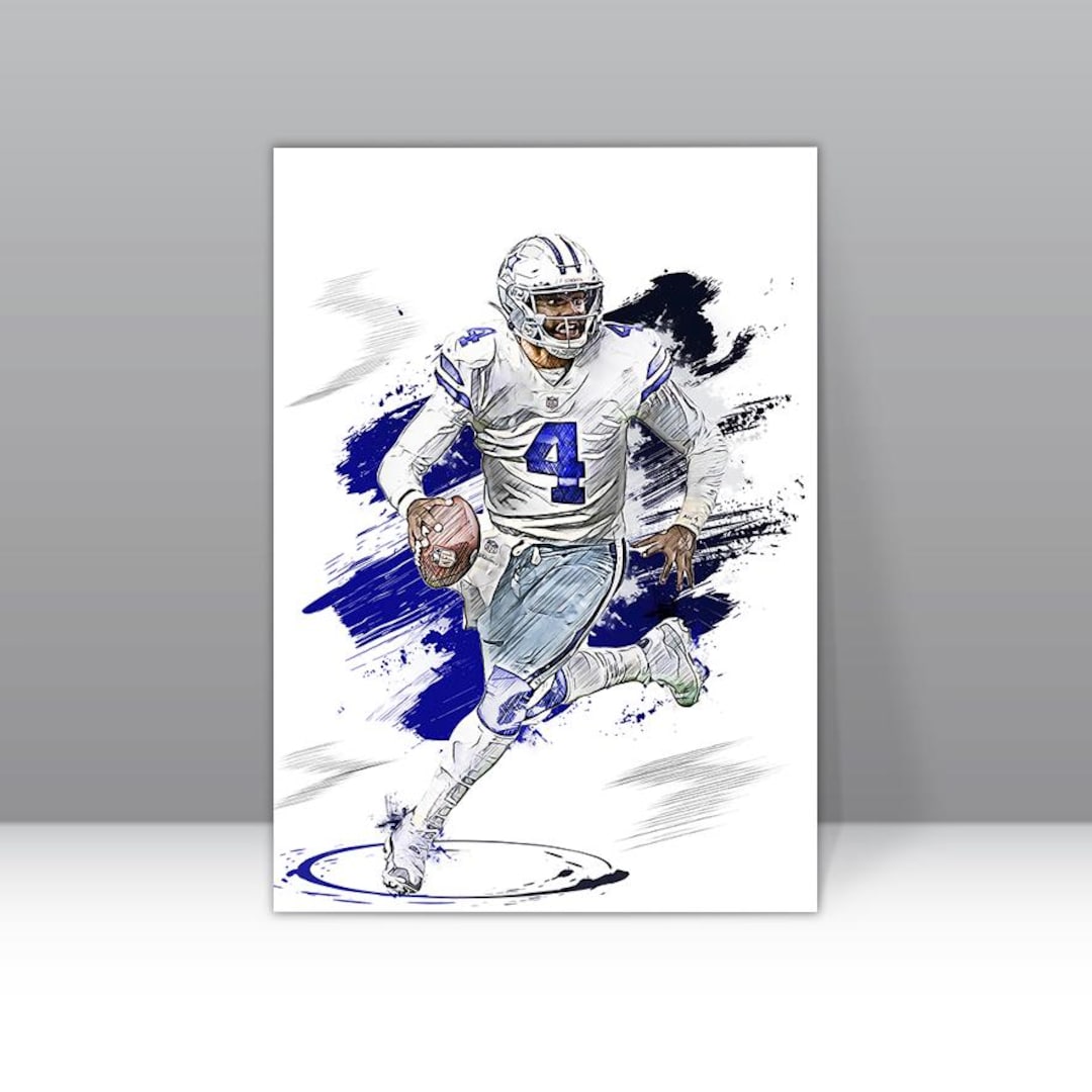 Dak Prescott Poster Dallas Cowboys Canvas Football Wall Art NFL Player ...