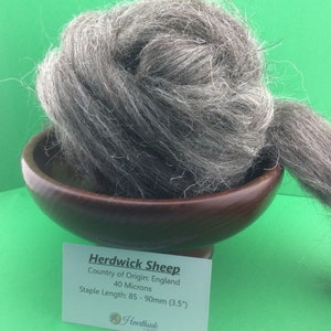 Herdwick Roving, Dark Grey Herdwick Top, 100 Grams of Fiber, Great for ...
