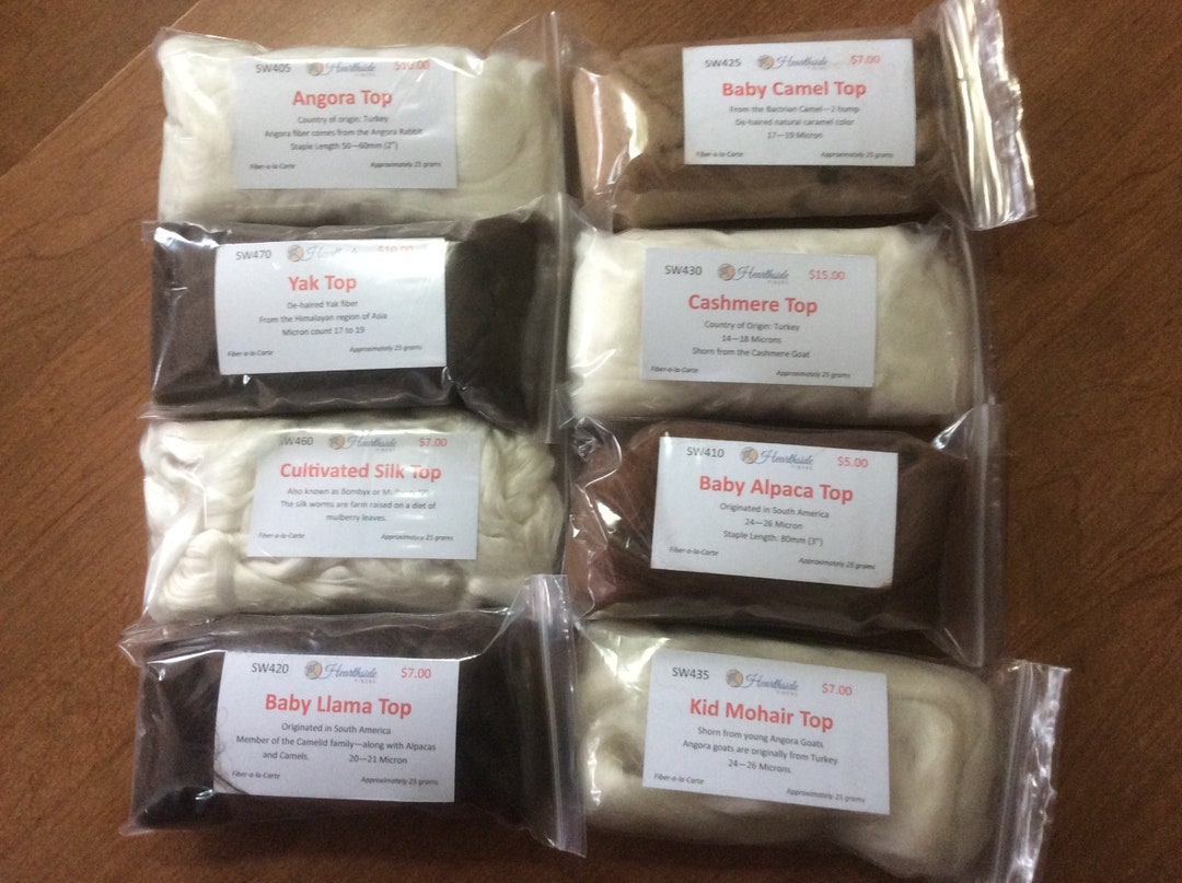 Luxury Spinning Fiber Assortment - Try Samples of Luxury Fibers - 8 ...