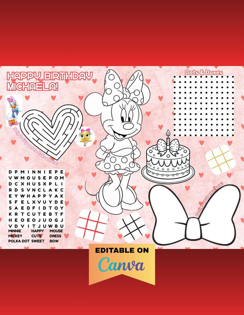 Mouse Activity Mat Party Editable Canva Digital Download - Etsy
