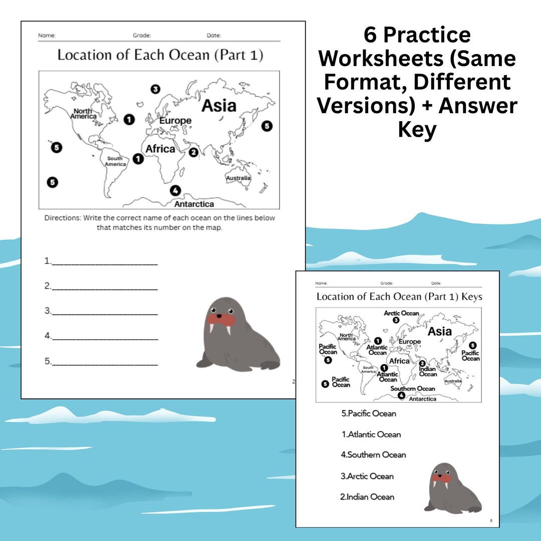 World Oceans Geography Worksheets | Printable Homeschool Activity ...