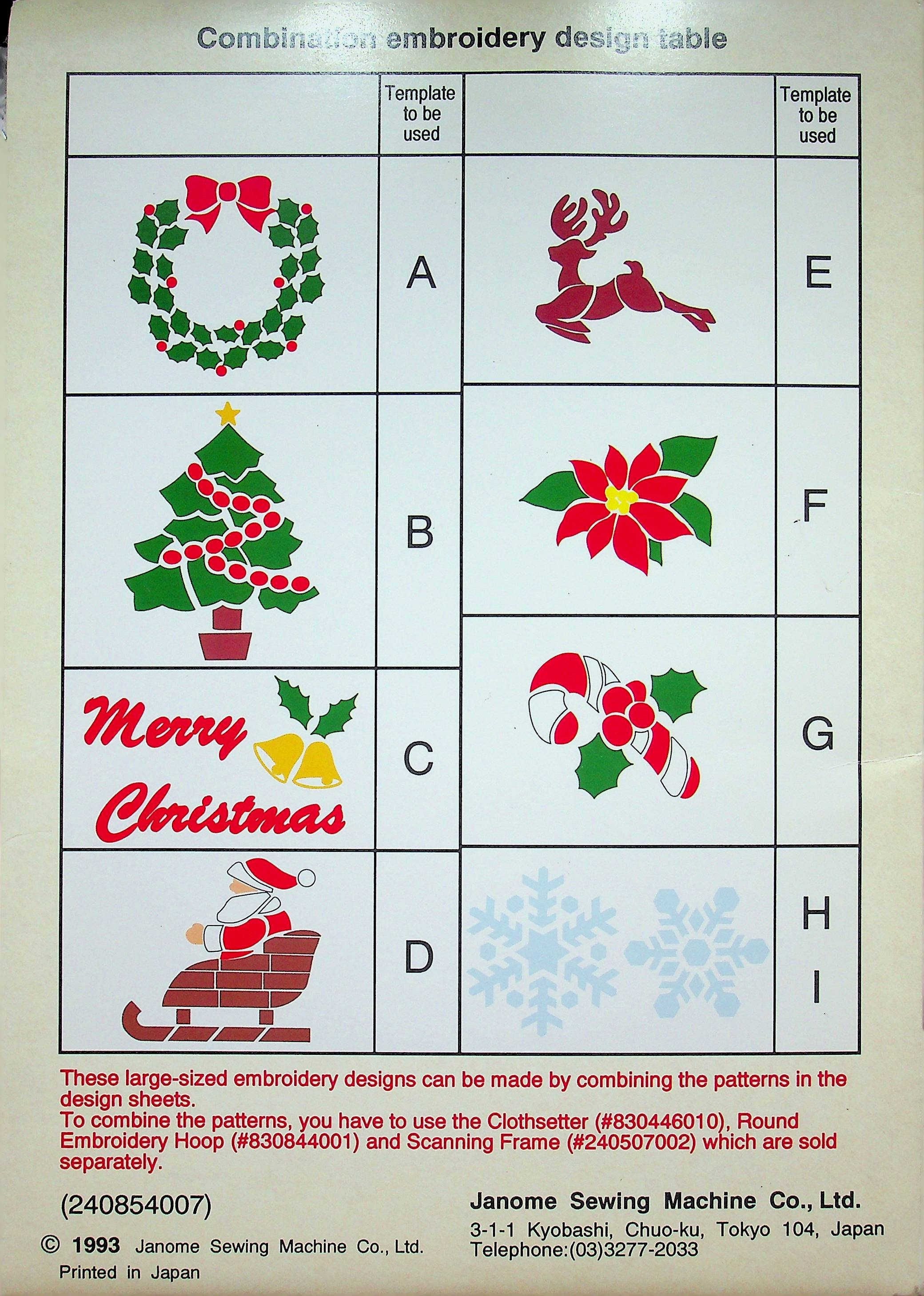 Large Size Christmas Embroidery Designs for Scan and Sew Attachment ...