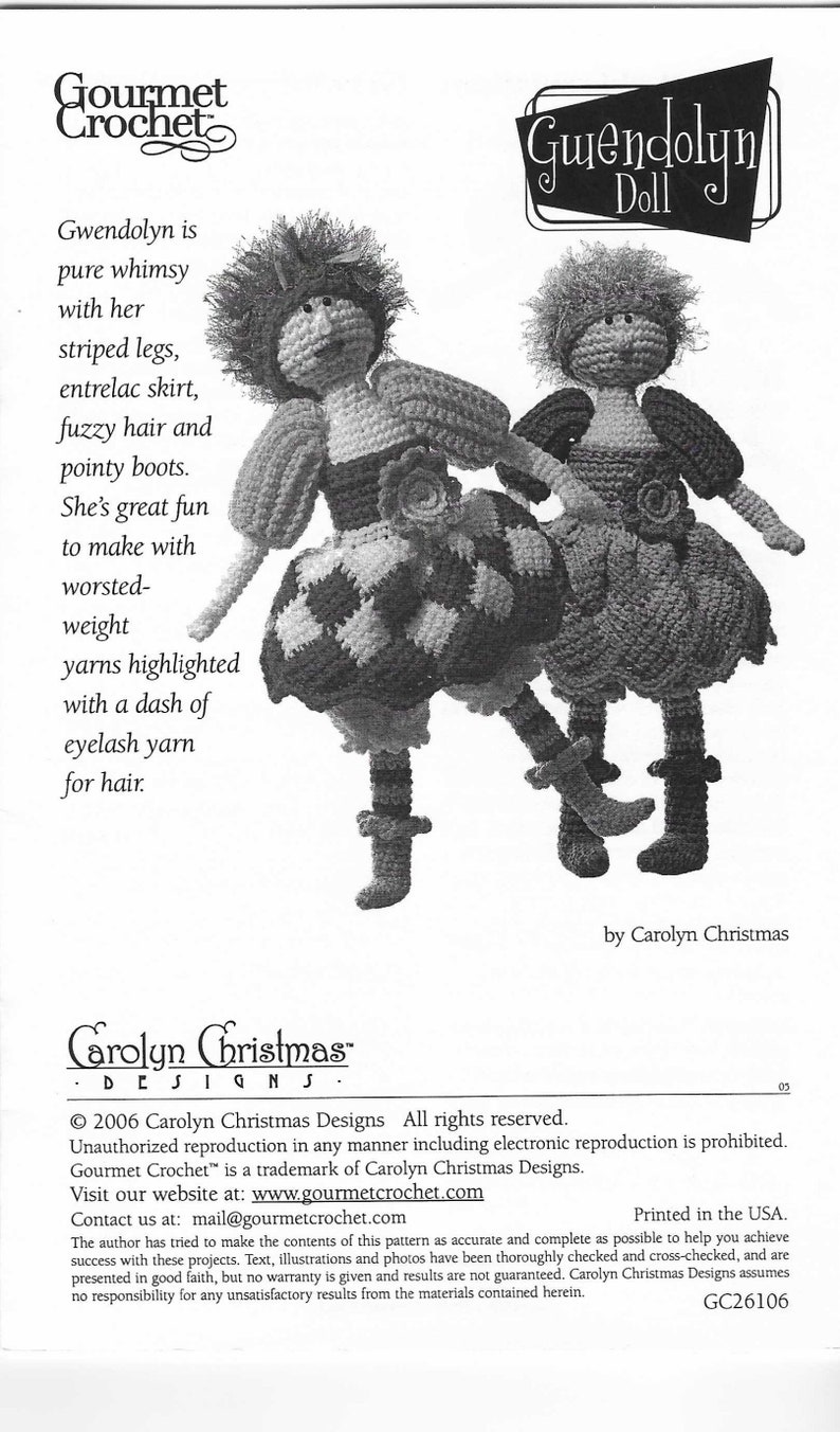Funky Doll Crochet Pattern - Gwendolyn Doll Crochet Instructions- Small ...