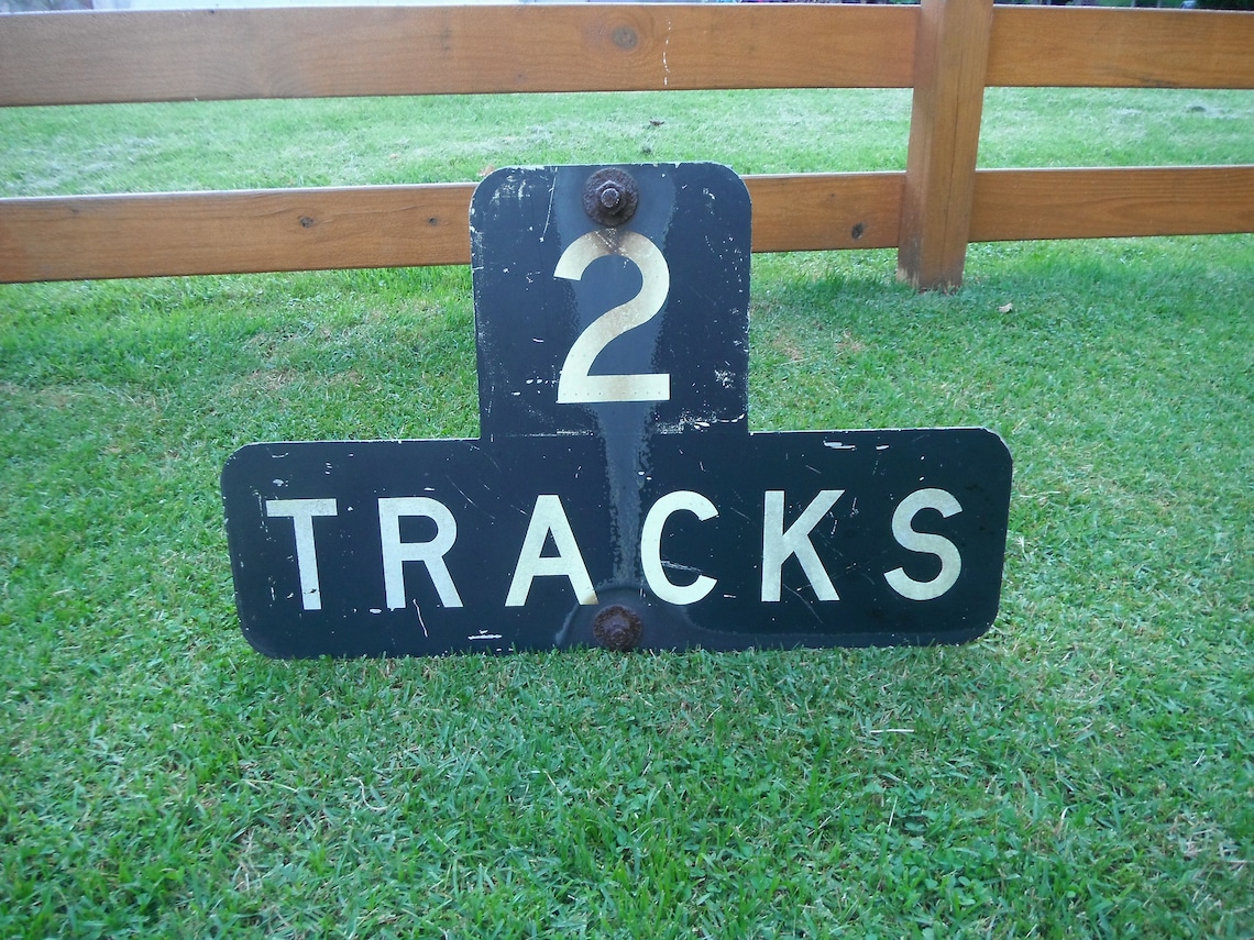 Vintage Industrial Metal Railroad Sign 2 Tracks Train | Etsy
