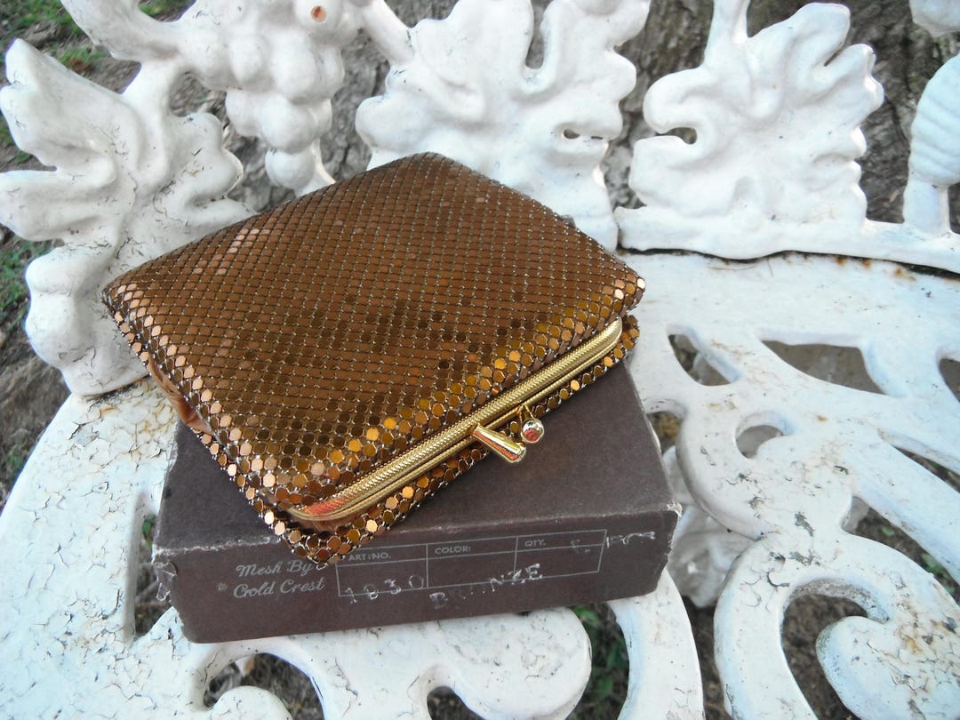 Vintage Ladies Bronze Wallet - Mesh by Gold Crest - Unused in Box - Etsy