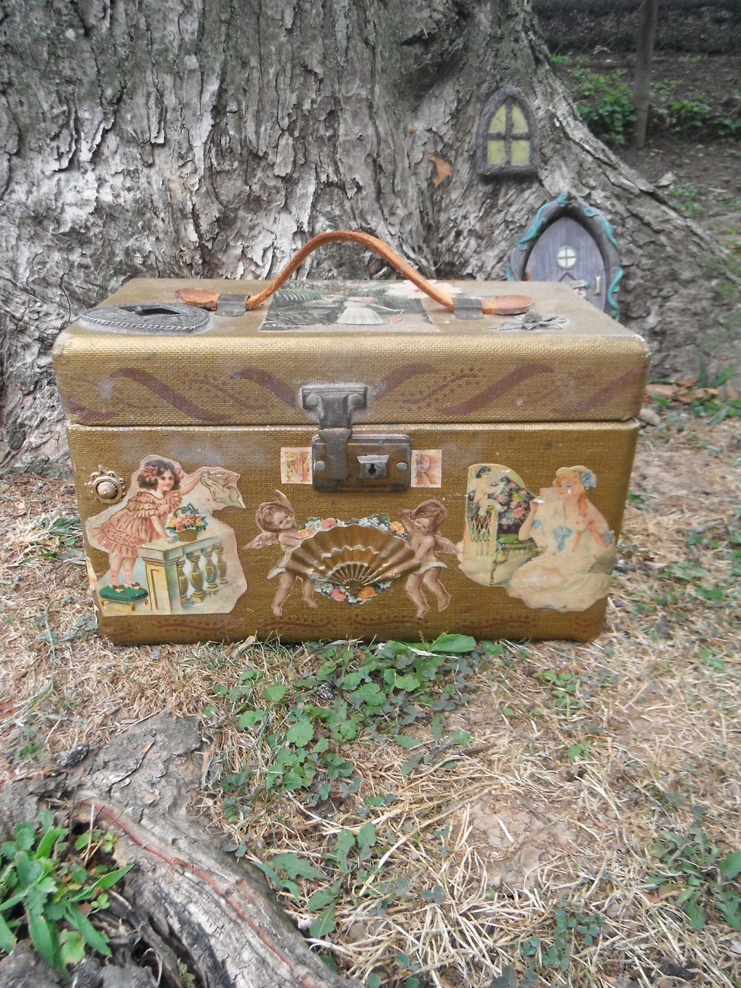 Vintage Upcycled Train Case Travel Case Victorian Ephemera Decoupage - Etsy