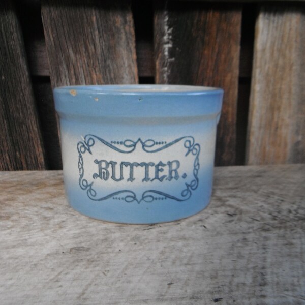 Blue White Butter Crock - Etsy