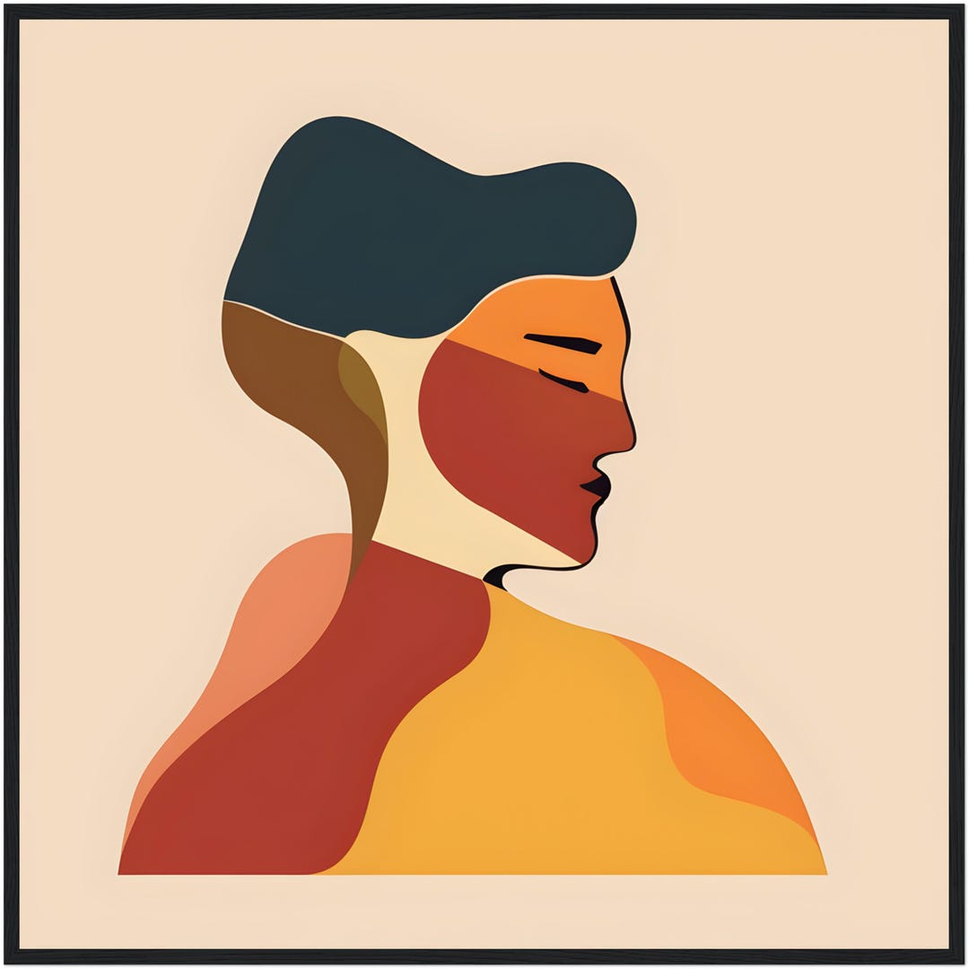 MULAN | Minimalist Side Profile Wall Art – Bauhaus Portrait Print ...