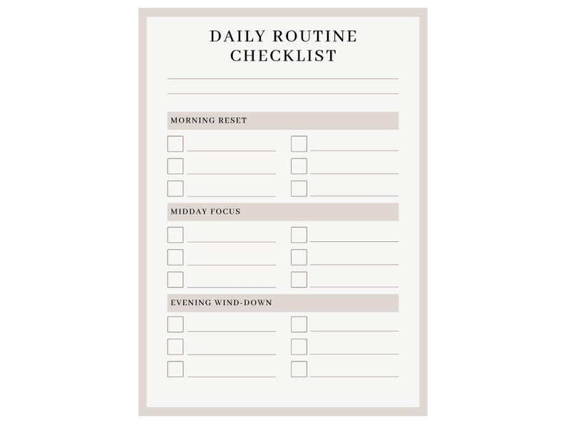 Daily Routine Checklist Printable | Simple Daily Planner PDF | Morning ...
