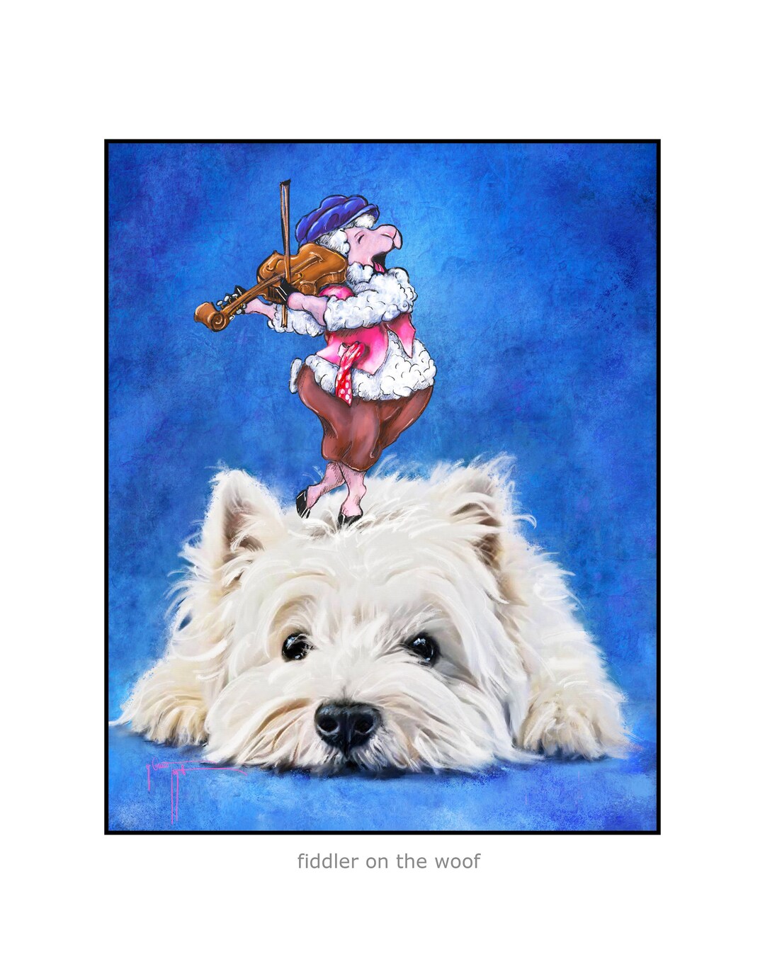 Fiddler on the Woof Sheep Incognito Print Dog Musical Print by - Etsy