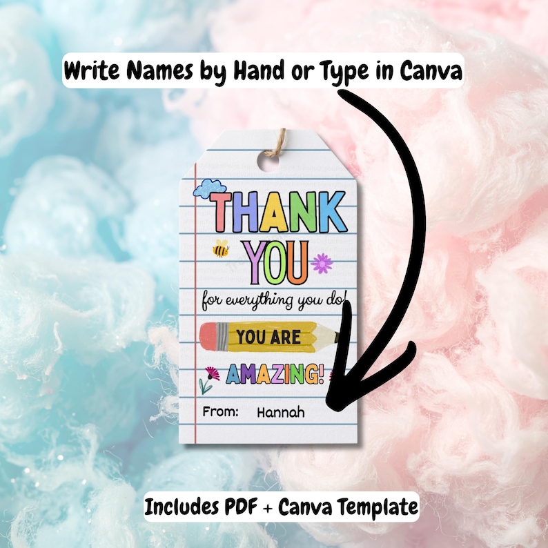 Teacher Appreciation Gift Tags Printable, Editable Thank You Teacher ...