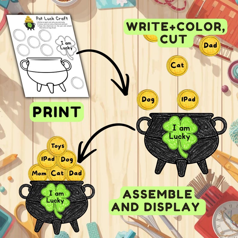 St Patrick’s Day Pot of Gold Craft Printable, Gratitude Activity for ...