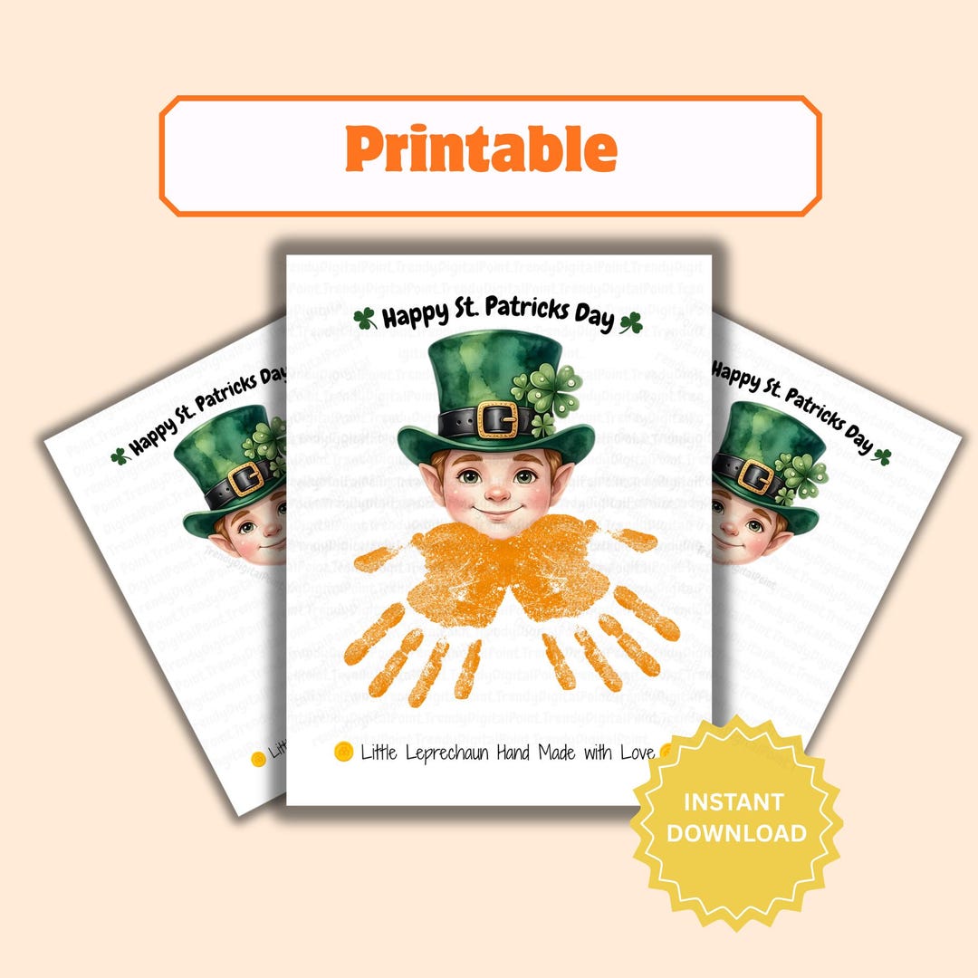Leprechaun Handprint Craft Printable, St Patrick’s Day Kids Activity ...