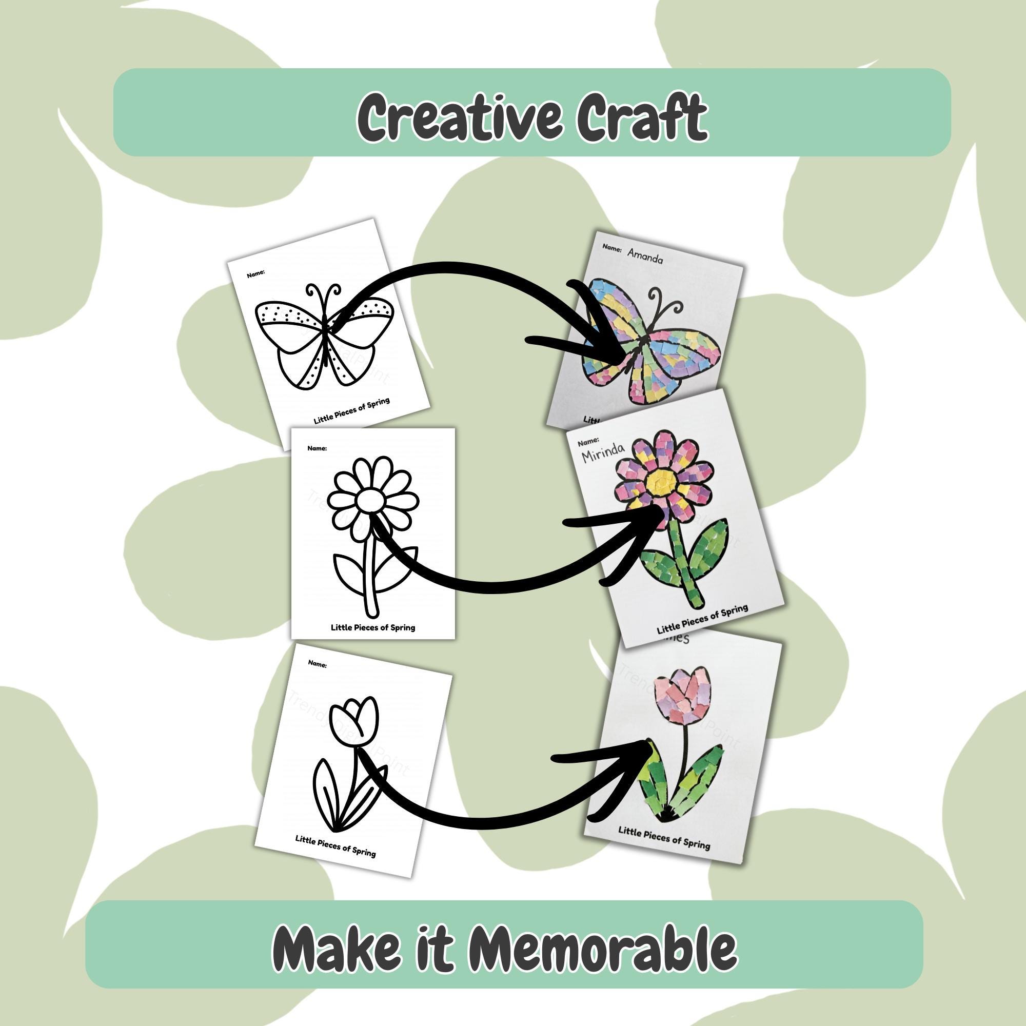 Spring Flower Craft Template, Preschool Fine Motor Activity, Butterfly ...