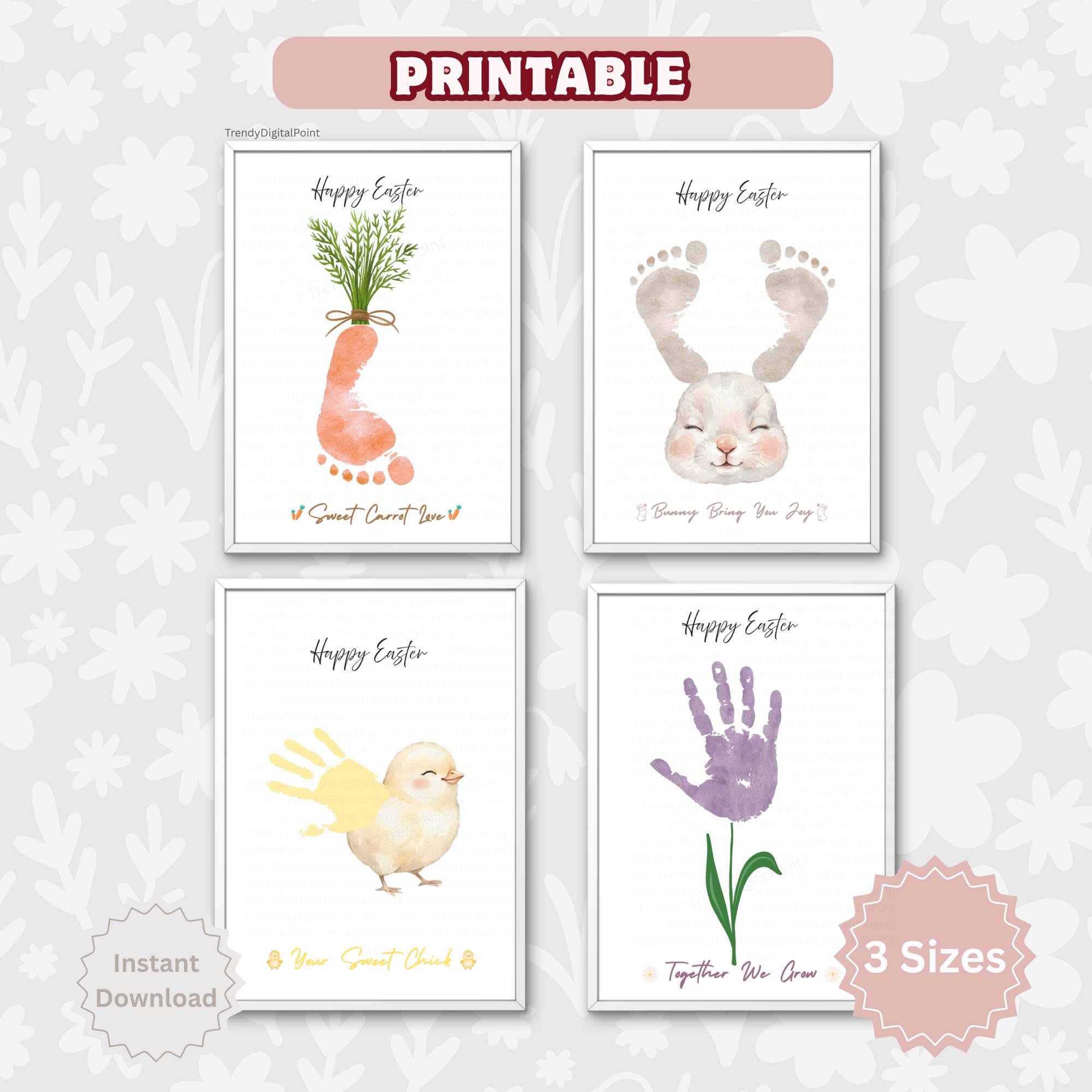Easter Handprint Footprint Craft Bundle, Kids Easter Printable Set ...