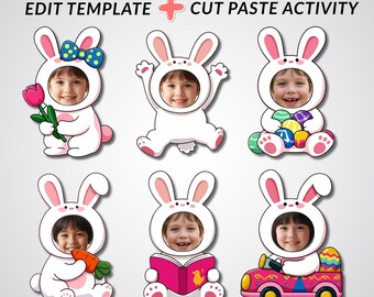 Easter Bunny Add Face Printable, Editable Canva Bunny Craft, Bulletin ...