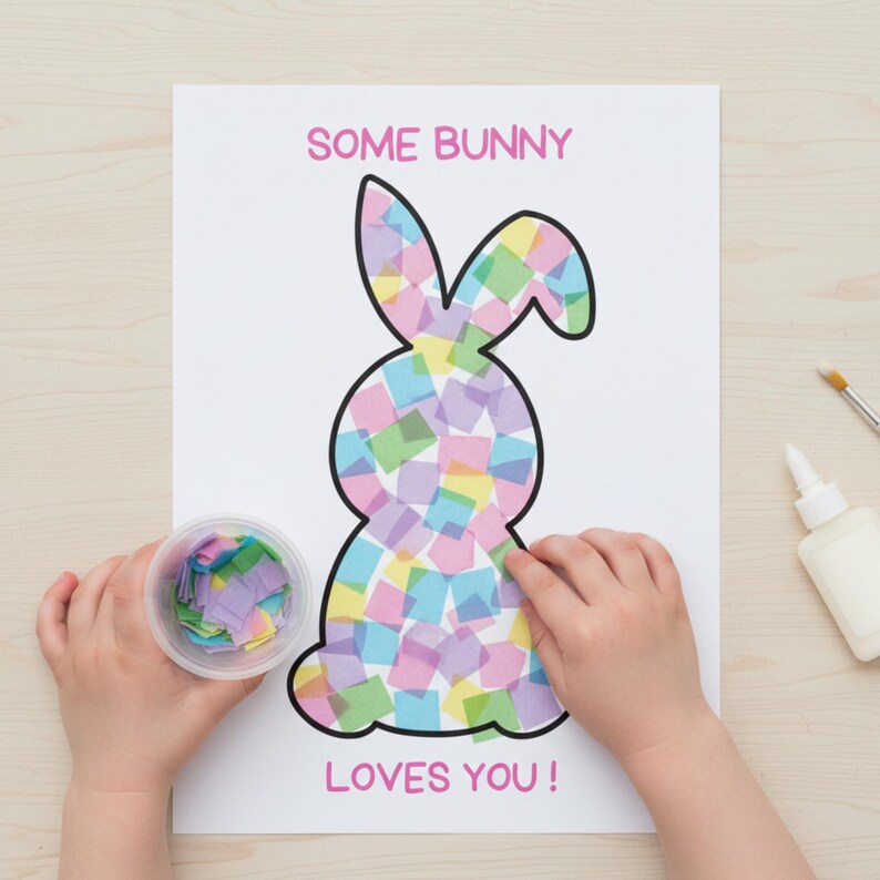 Easter Bunny Craft Printable, Some Bunny Loves You Paper Craft, Kids ...