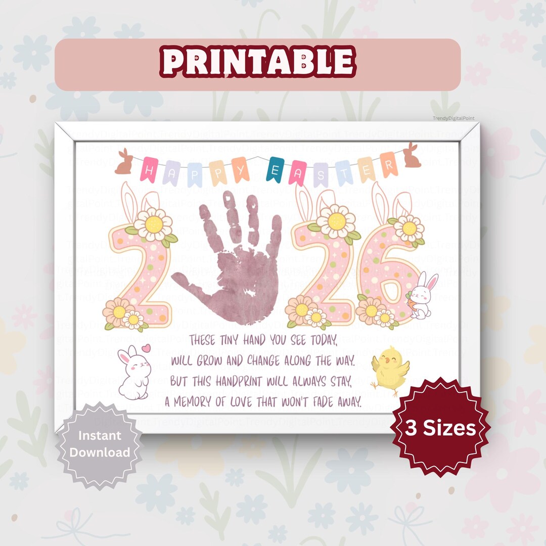 Easter Handprint Art 2026 Printable, Kids Handprint Craft, Preschool ...