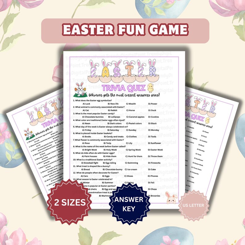 Easter Trivia Game Printable, Easter Quiz for Kids & Adults, Party Game ...