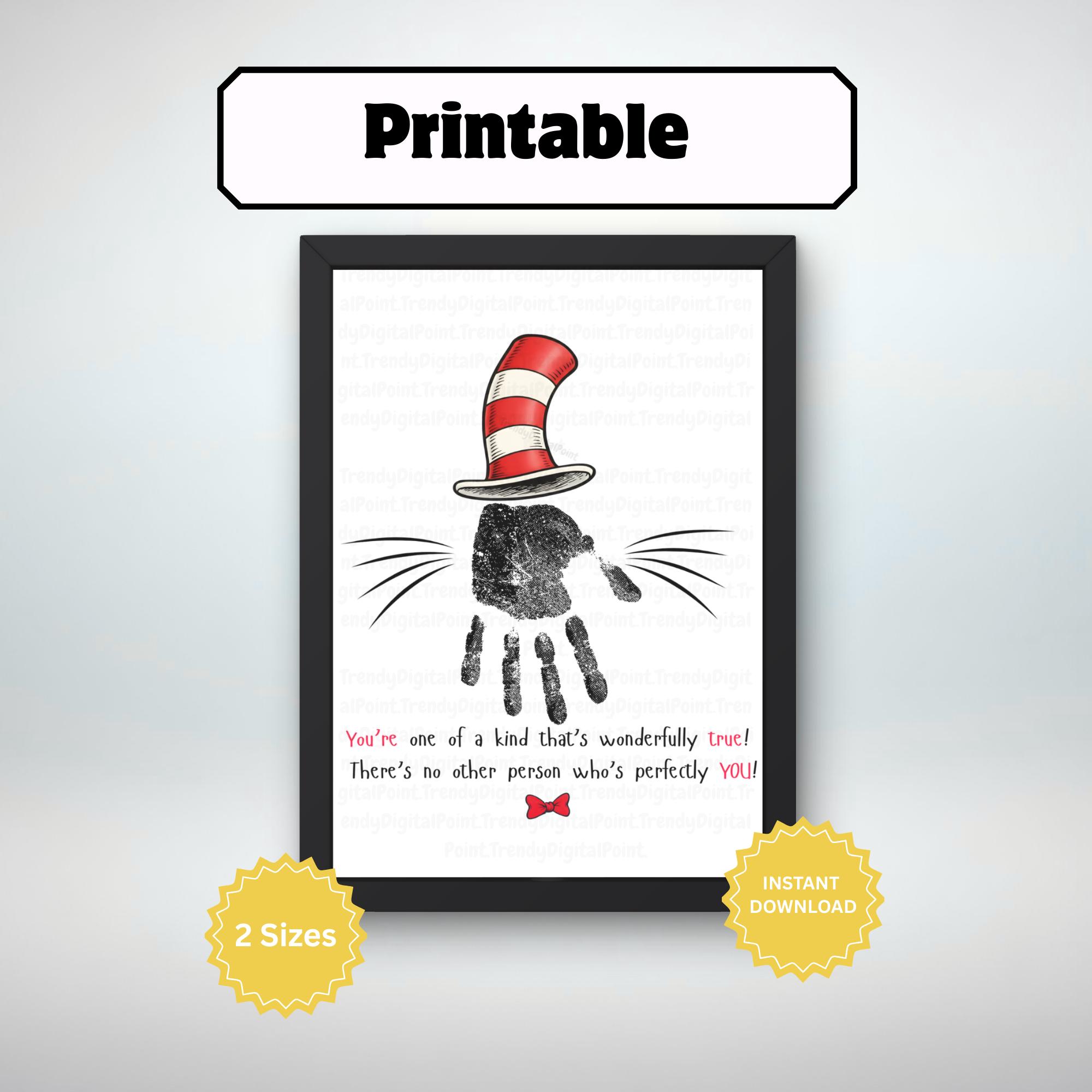 Dr Seuss Handprint Craft, Cat in the Hat Printable Template ...