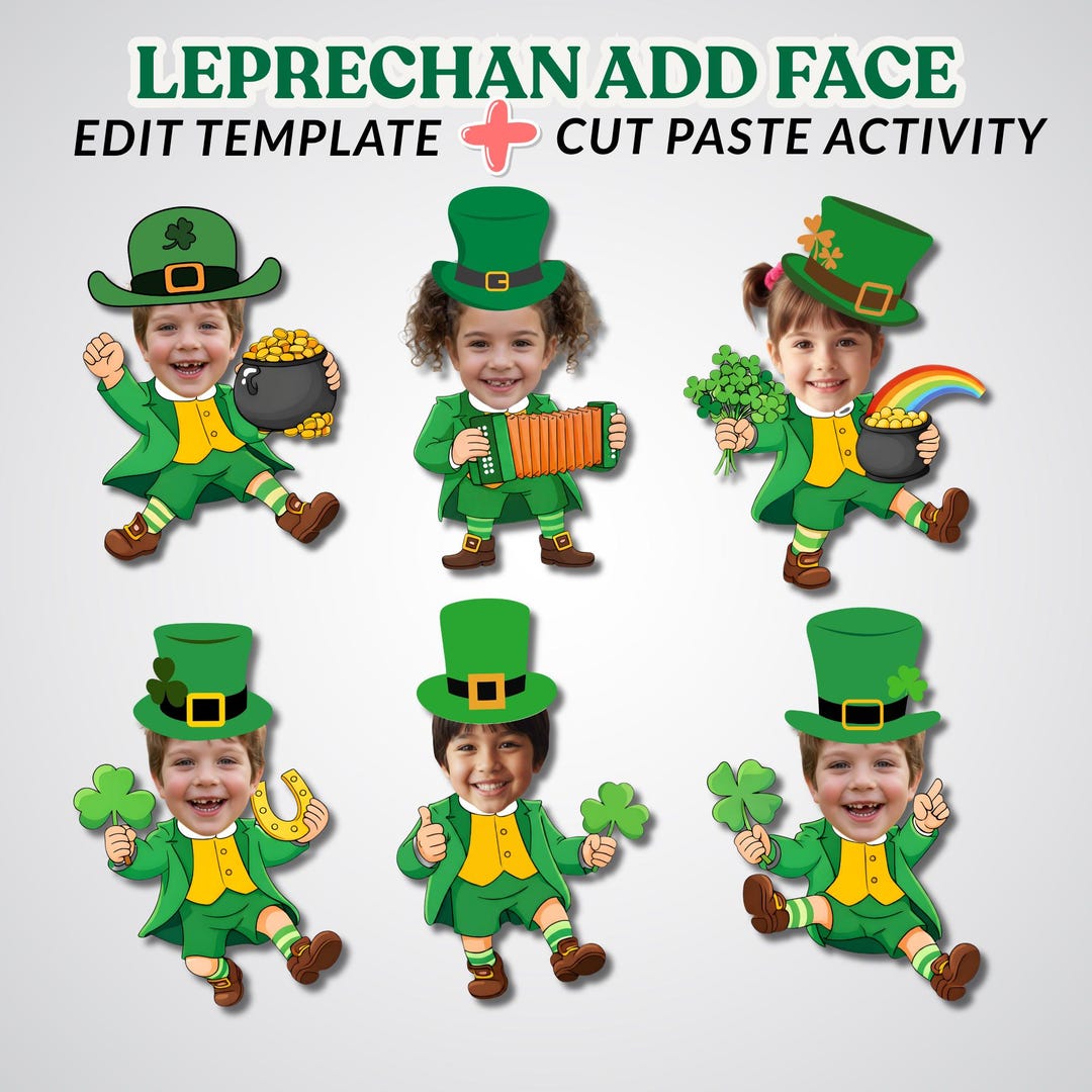 St Patrick’s Day Leprechaun Add Face Activity, Canva Editable Bulletin ...