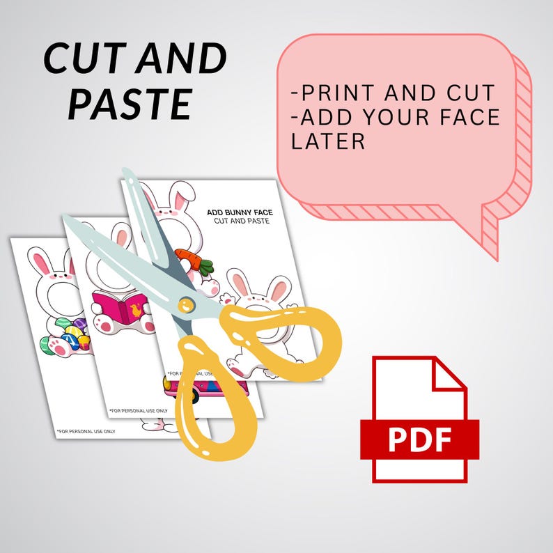 Easter Bunny Add Face Printable, Editable Canva Bunny Craft, Bulletin ...