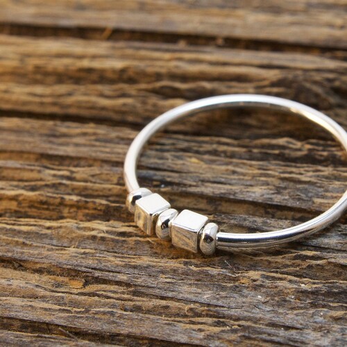 FIDGET Cubes and Pebbles Ring Stacking Playful Ring Silver - Etsy