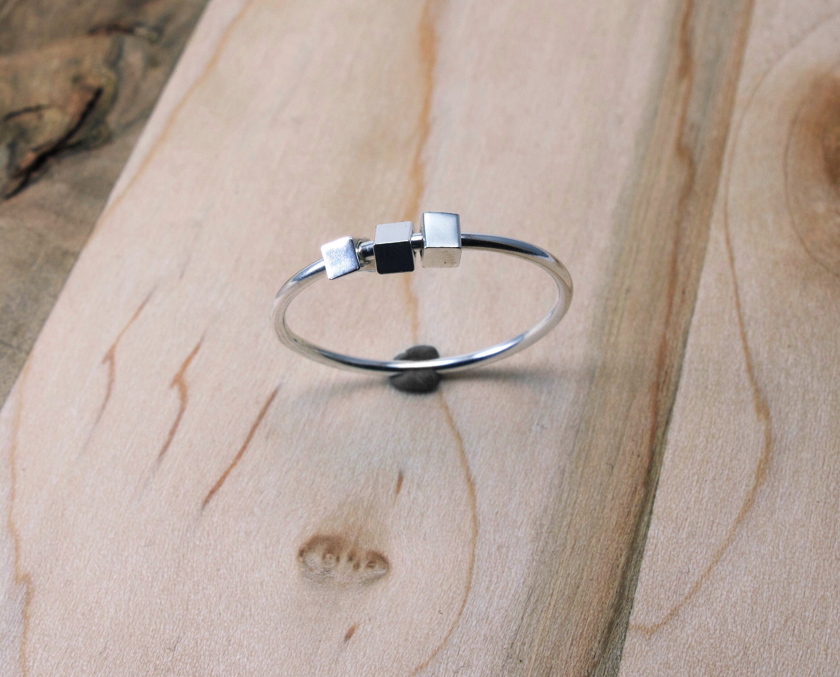 FIDGET Triple Cubes Ring Stacking Playful Ring Silver | Etsy