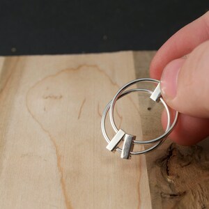 Fidget Three Bars Double Rings, Playful Ring, Sterling Silver, Moving ...