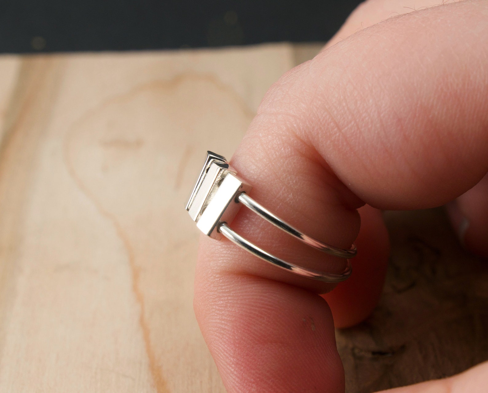 Fidget Three Bars Double Rings Playful Ring Sterling - Etsy