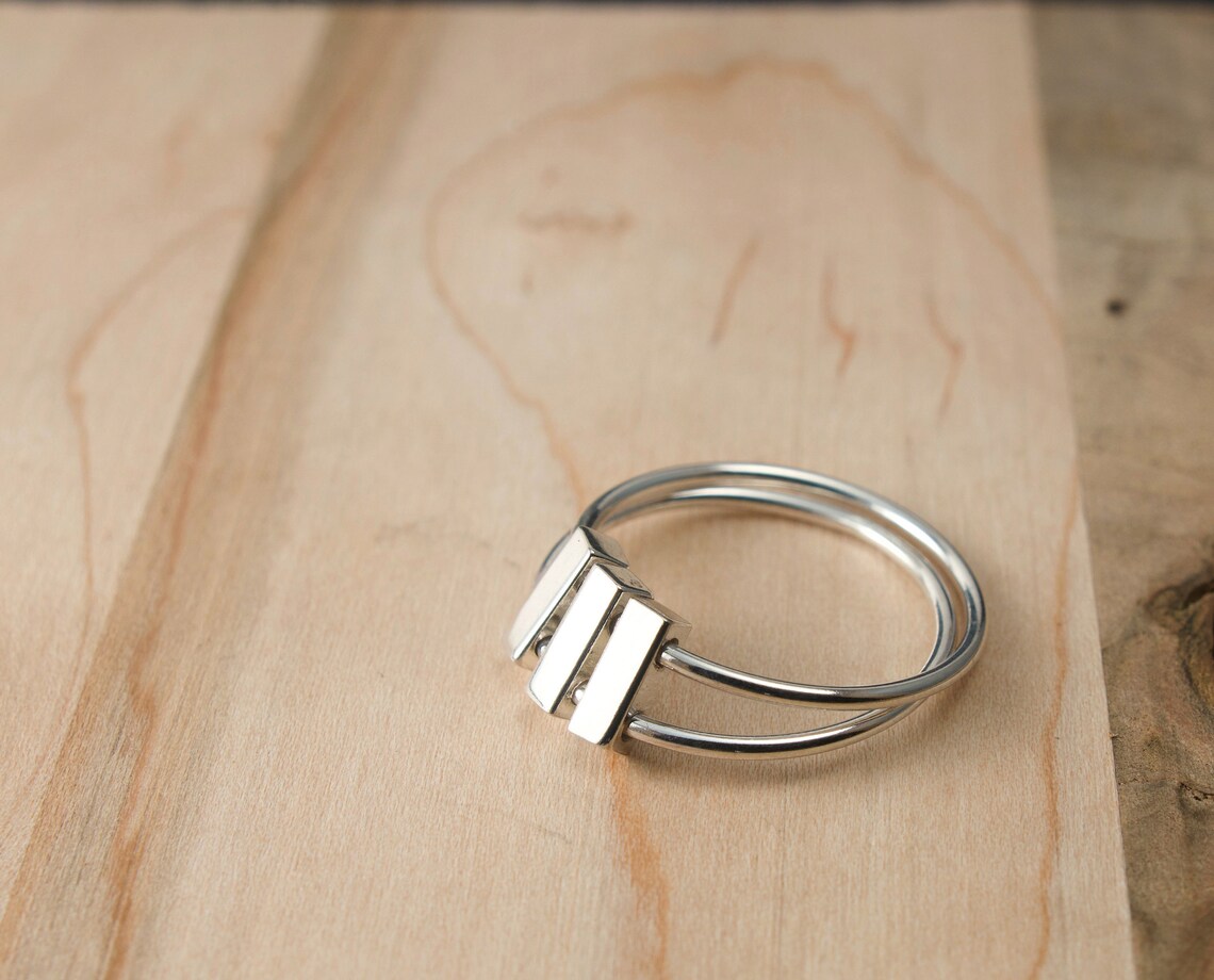 Fidget Three Bars Double Rings Playful Ring Sterling - Etsy