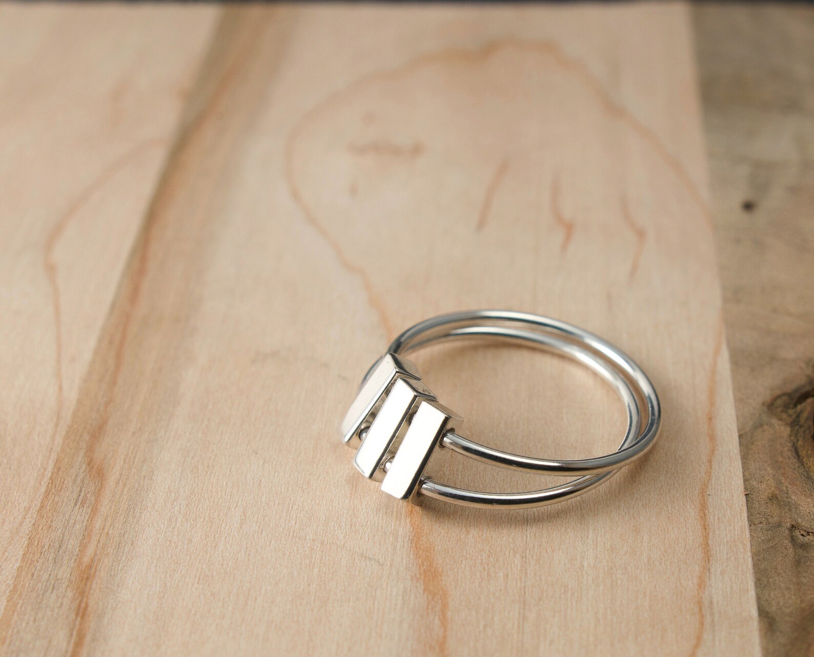 Fidget Three Bars Double Rings Playful Ring Sterling - Etsy