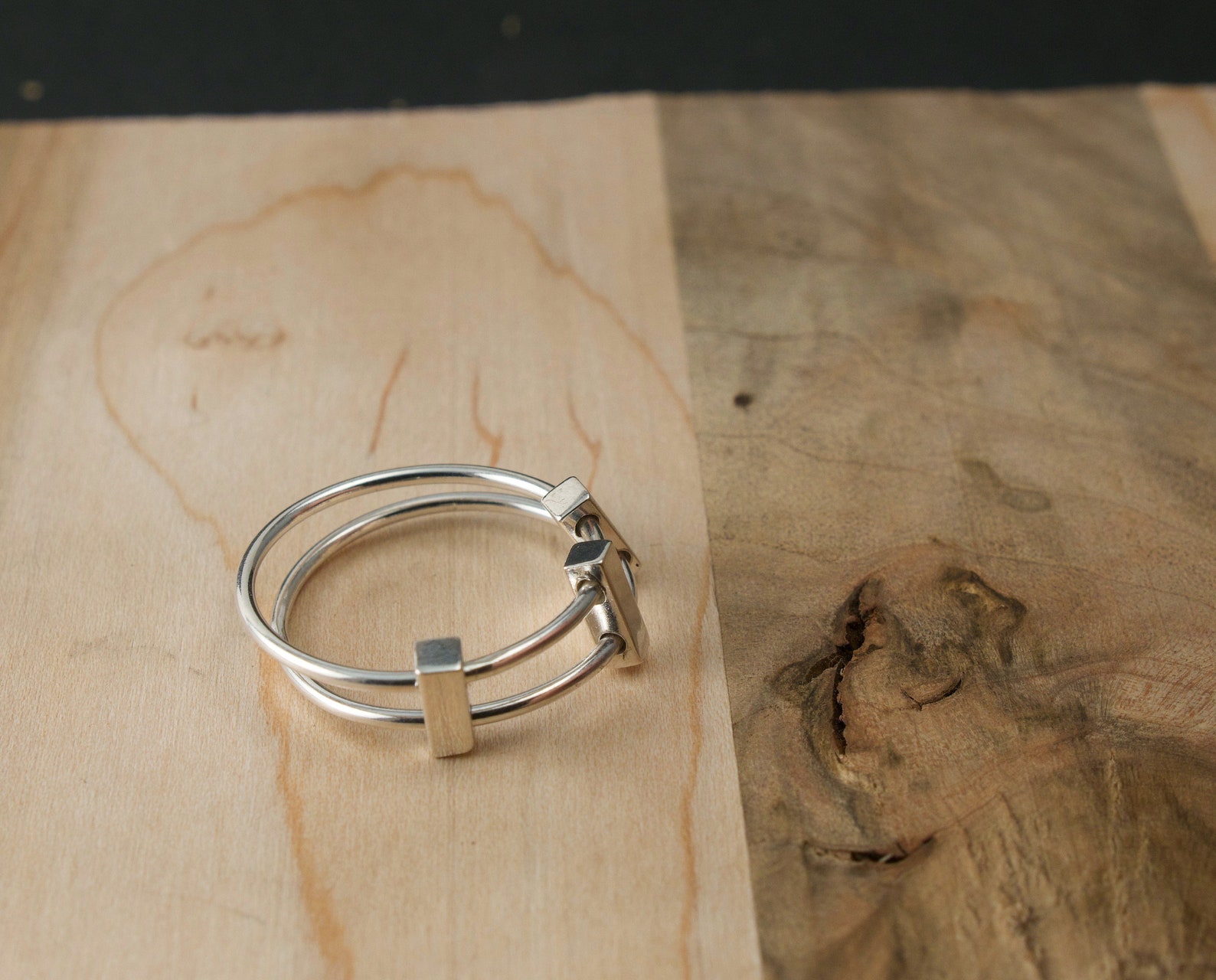 Fidget Three Bars Double Rings Playful Ring Sterling - Etsy