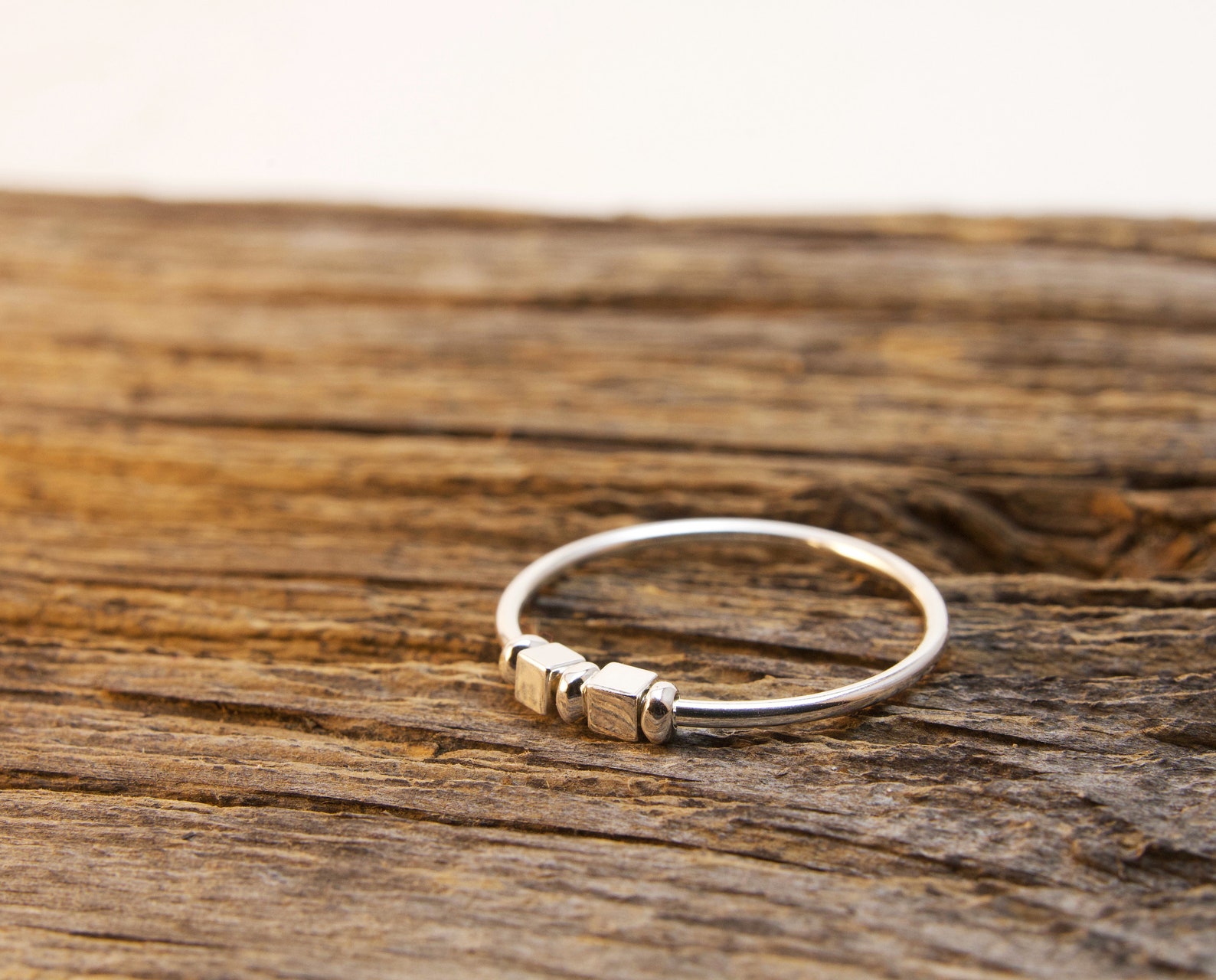 FIDGET Cubes and Pebbles Ring Stacking Playful Ring Silver | Etsy