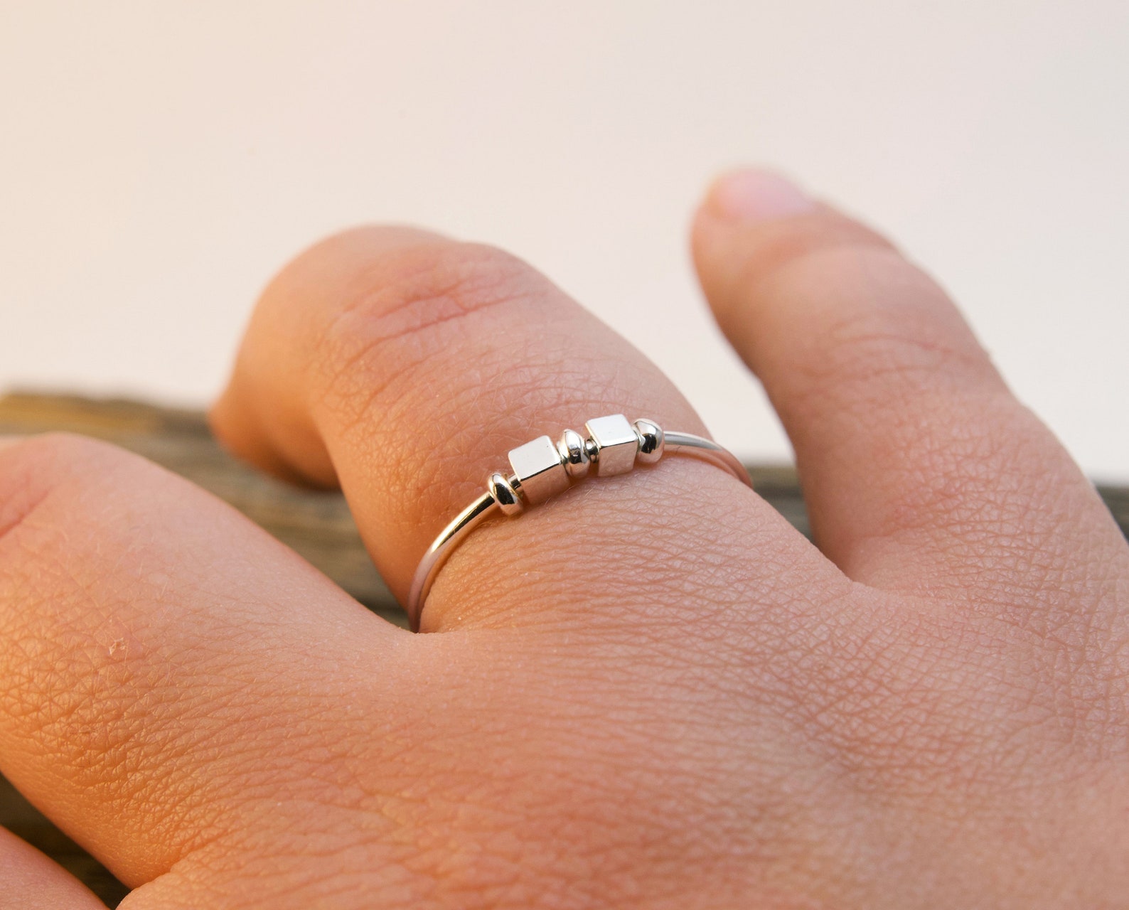 FIDGET Cubes and Pebbles Ring Stacking Playful Ring Silver | Etsy