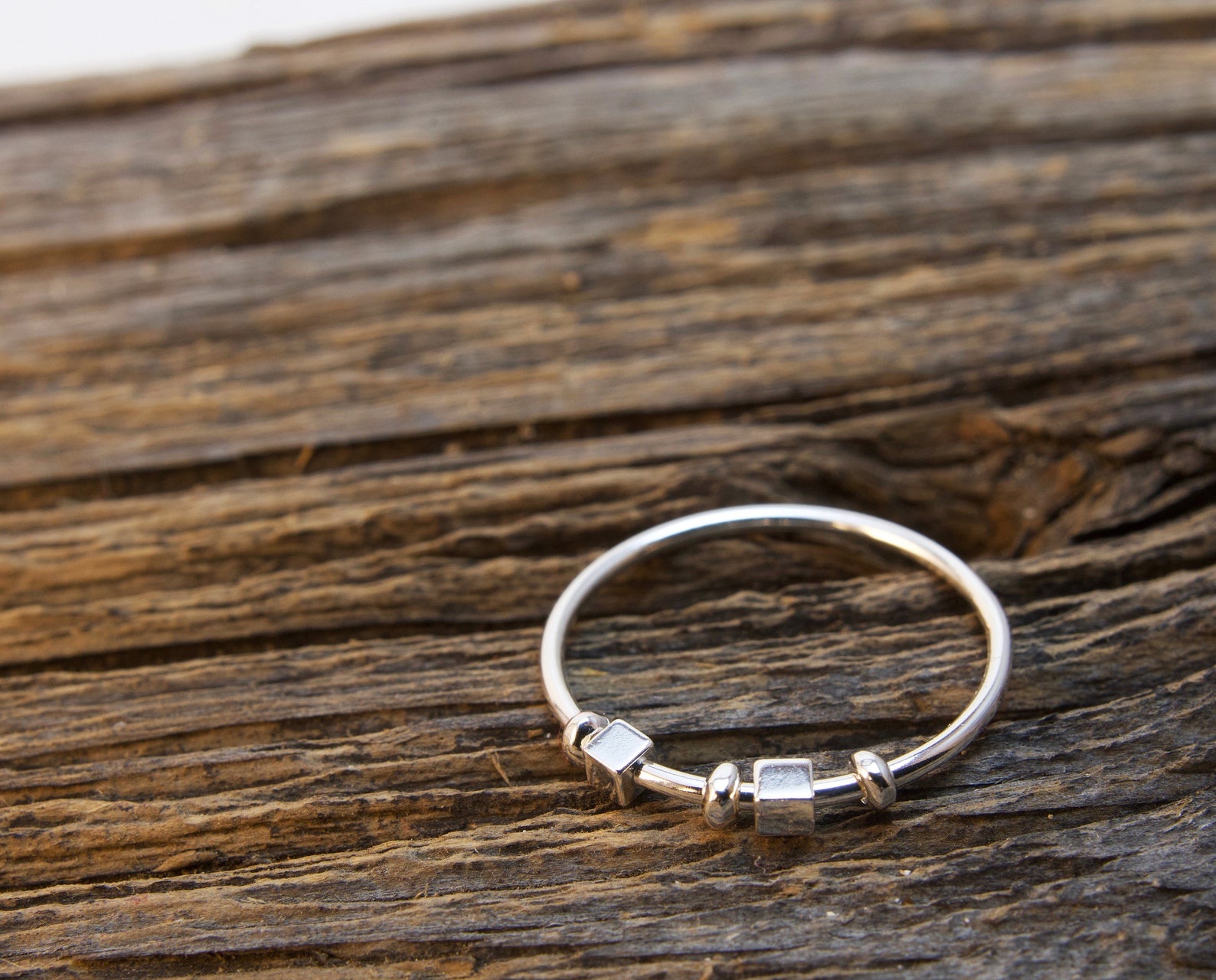 FIDGET Cubes and Pebbles Ring Stacking Playful Ring Silver | Etsy