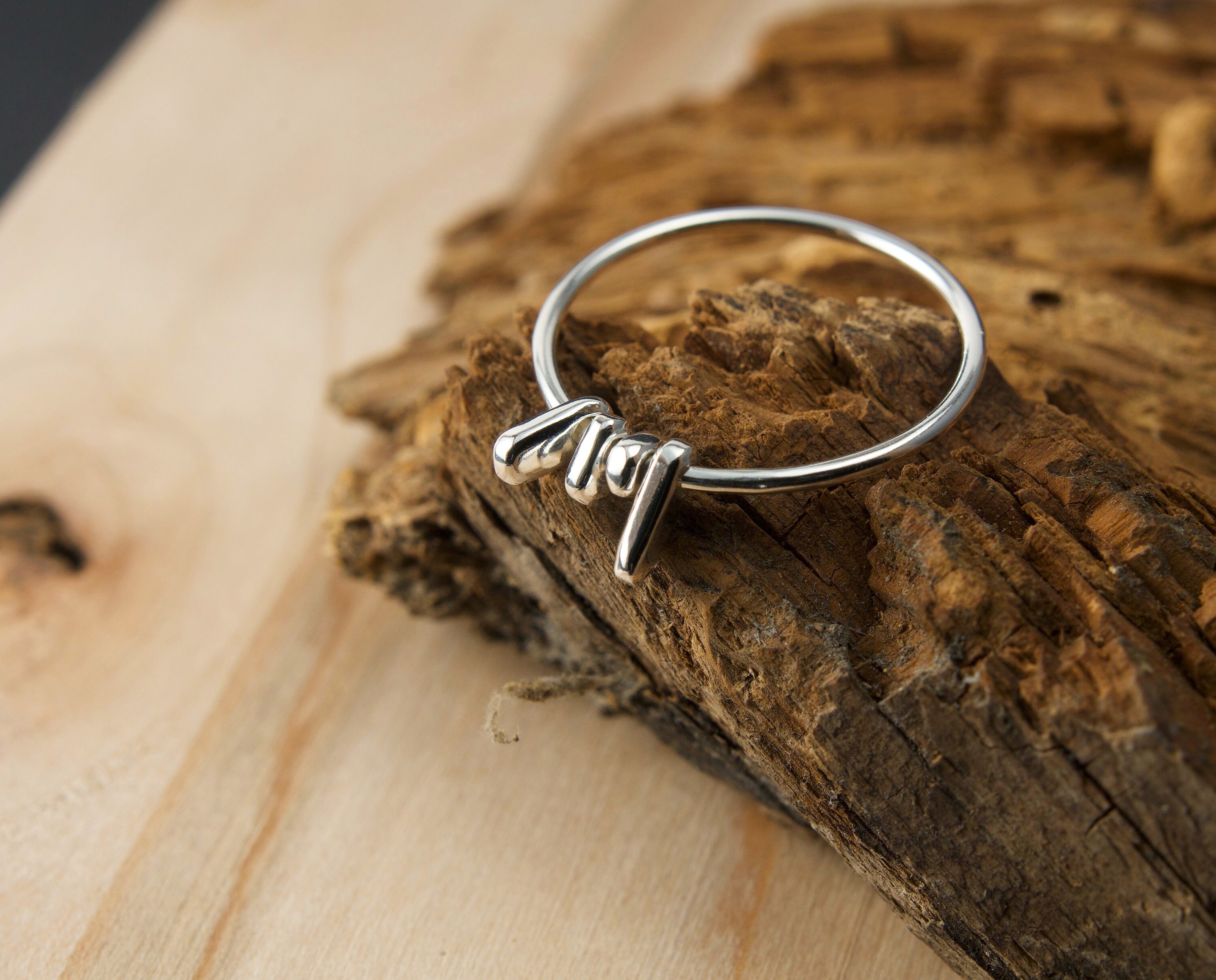 Fidget Four Pebbles Ring Stacking Playful Ring Sterling | Etsy