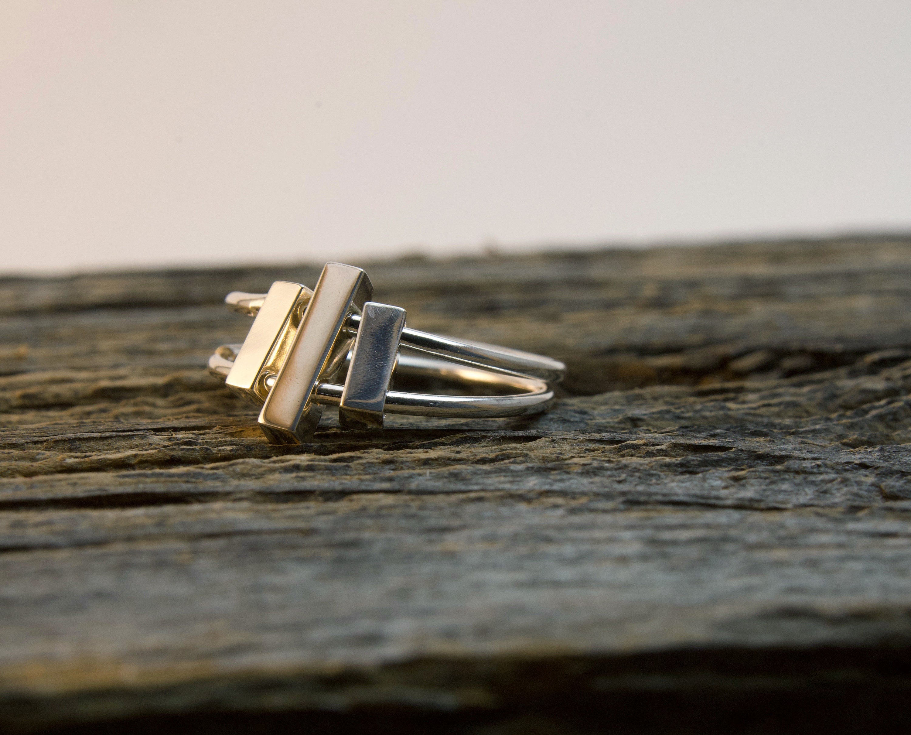 Fidget Three Bars Double Rings Playful Ring Sterling | Etsy