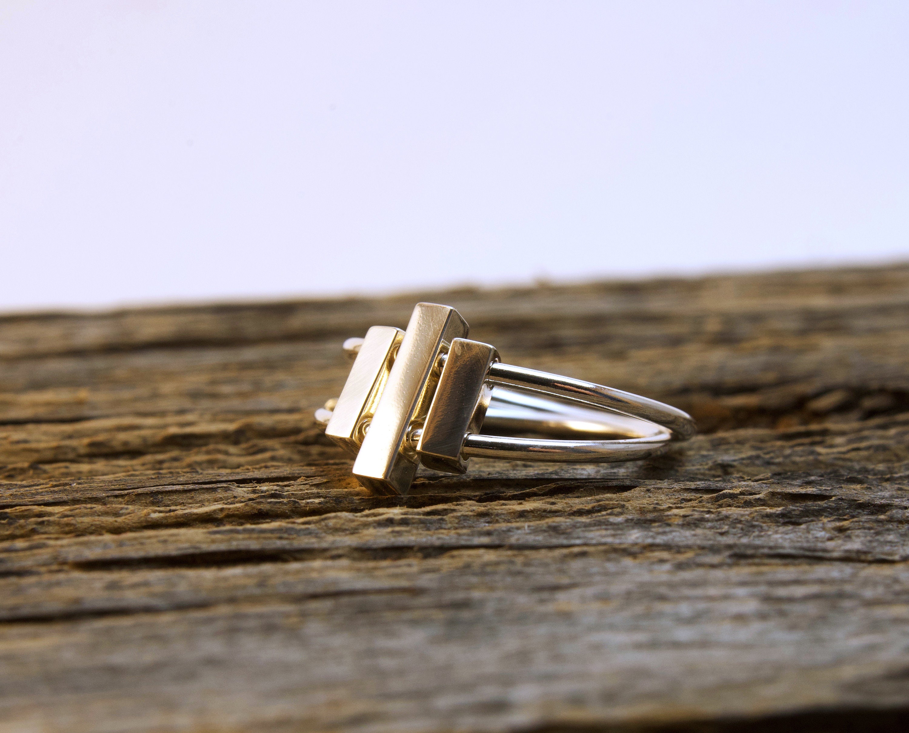 Fidget Three Bars Double Rings Playful Ring Sterling | Etsy