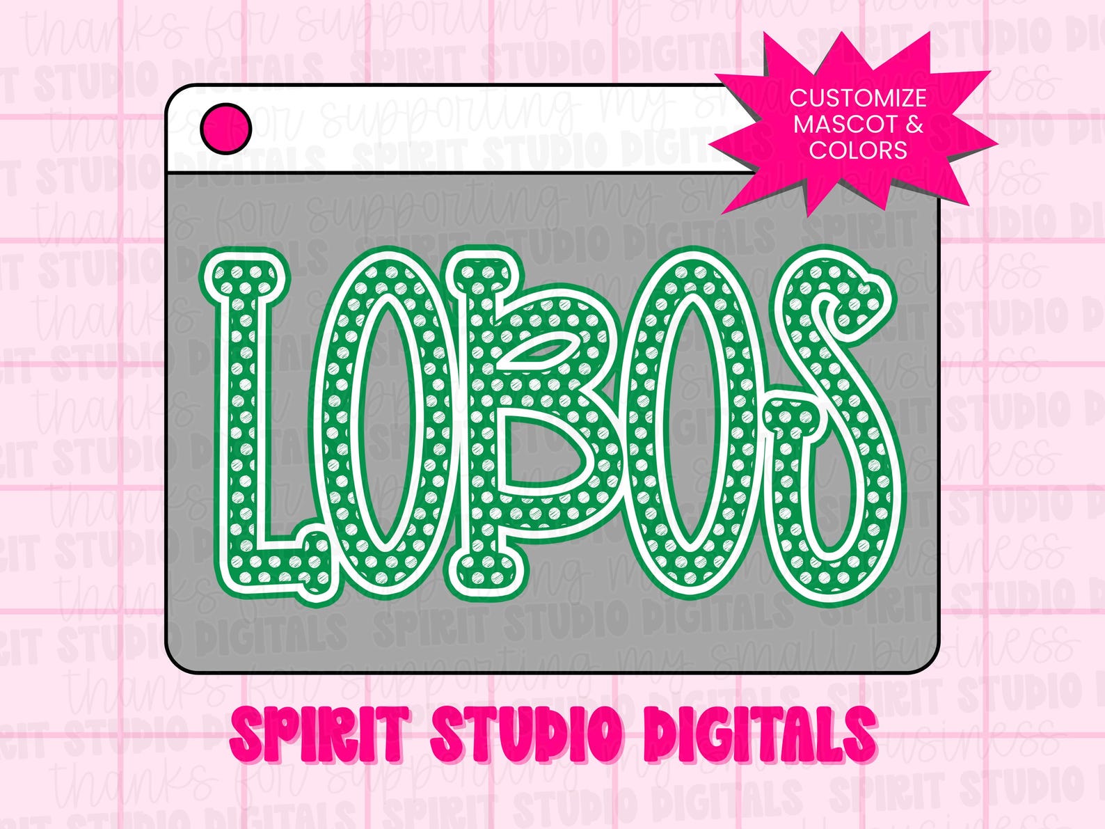 Polka Dot Custom Mascot Digital Design School Mascot Customizable - Etsy