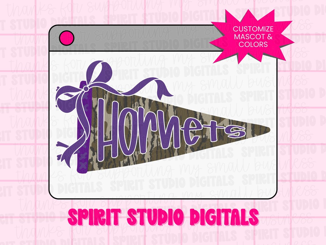 Pennant Bow Camo Custom Mascot Digital Design School Mascot ...